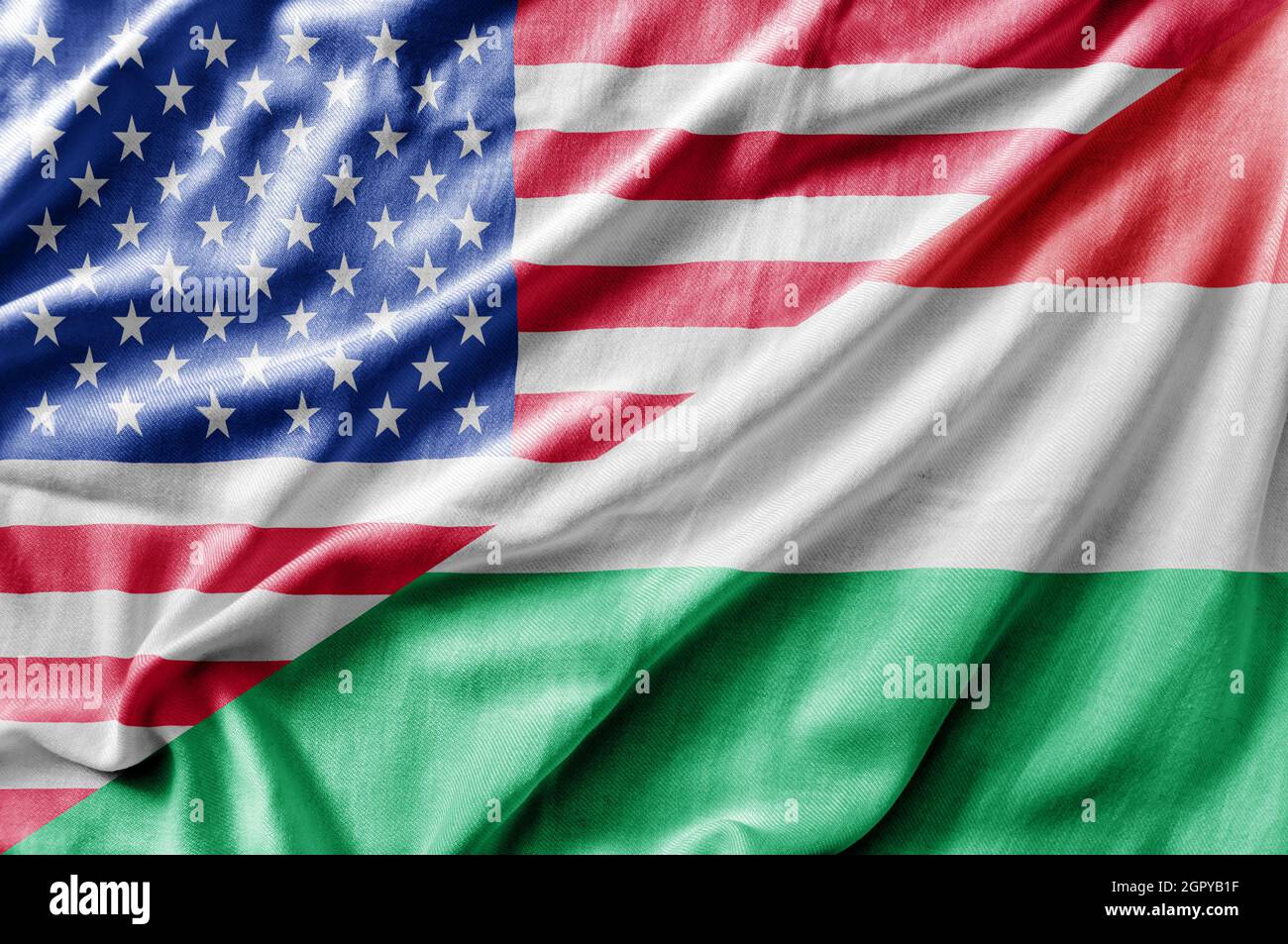 Mixed USA and Hungary flag, three dimensional render Stock Photo - Alamy
