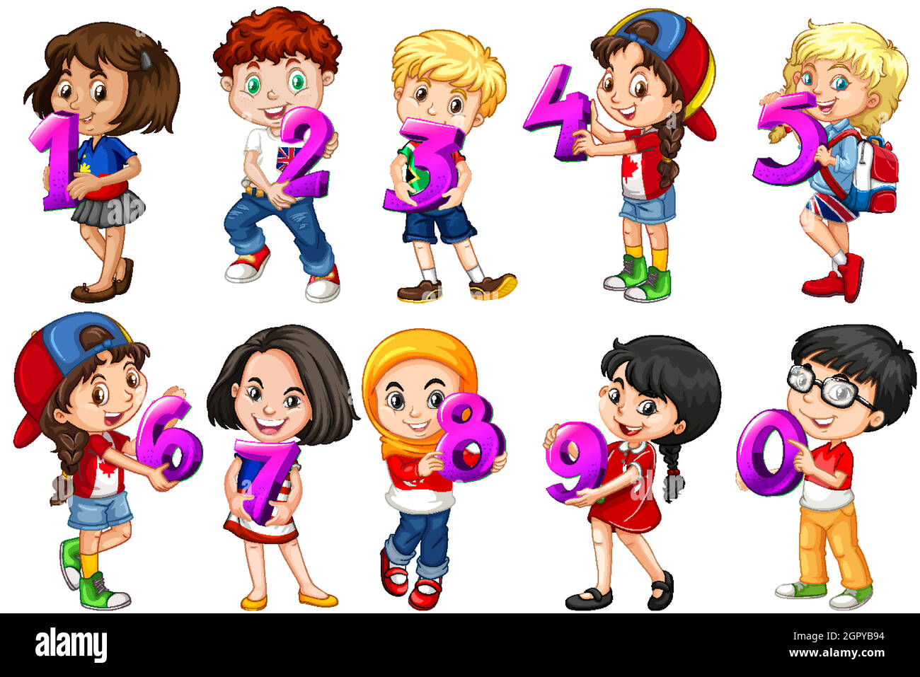 Set of different children holding math number Stock Vector Image & Art ...