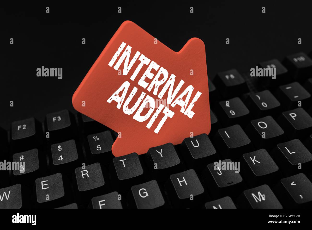 Sign displaying Internal Audit. Word Written on Evaluates the ...