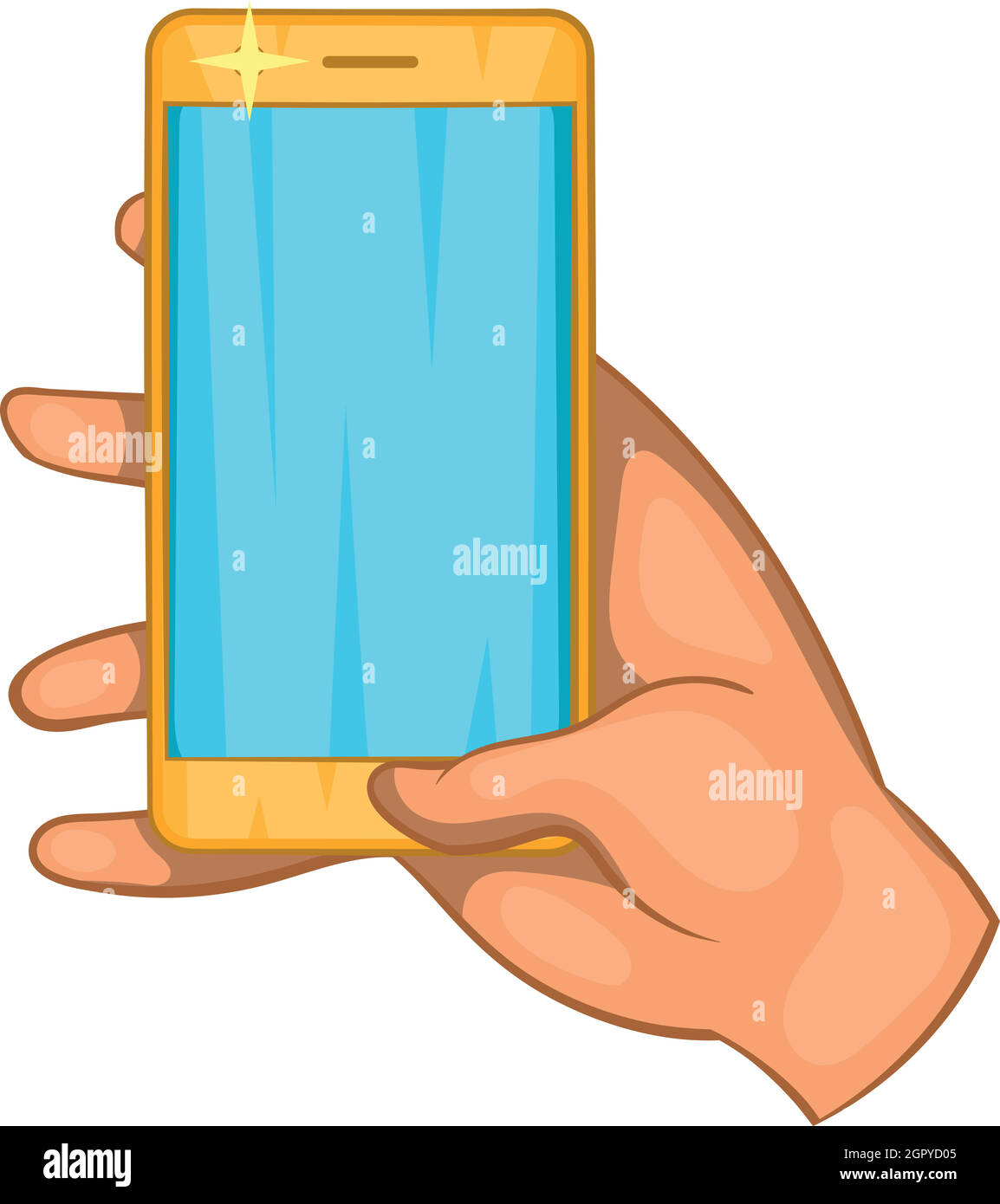 Hand works on a mobile phone icon, cartoon style Stock Vector Image ...