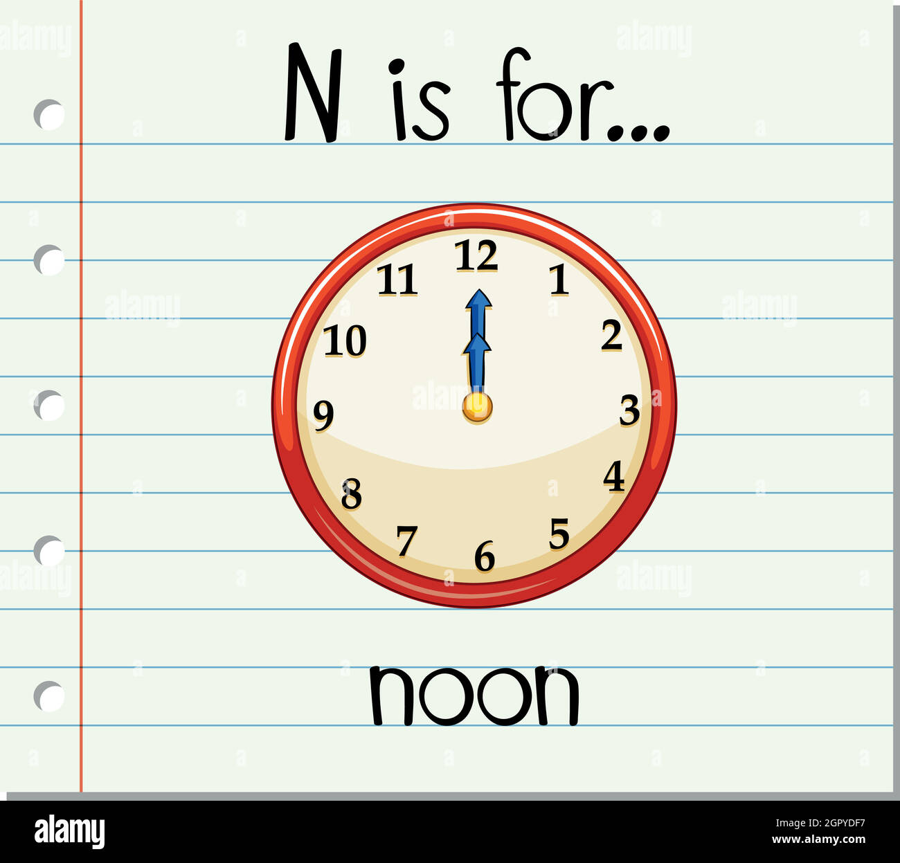 Flashcard letter N is for noon Stock Vector Image & Art - Alamy