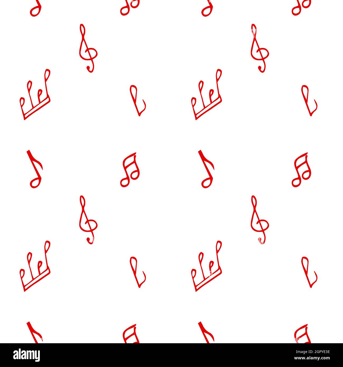 White background with red notes and treble clef. Pattern for wrapping ...