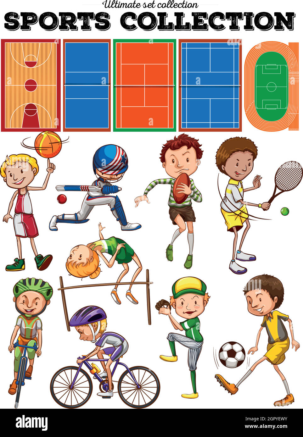 Bicycle different sport equipment Cut Out Stock Images & Pictures - Alamy