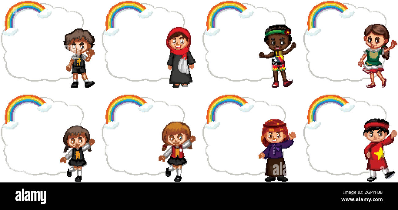 Banner design with children and rainbow Stock Vector Image & Art - Alamy