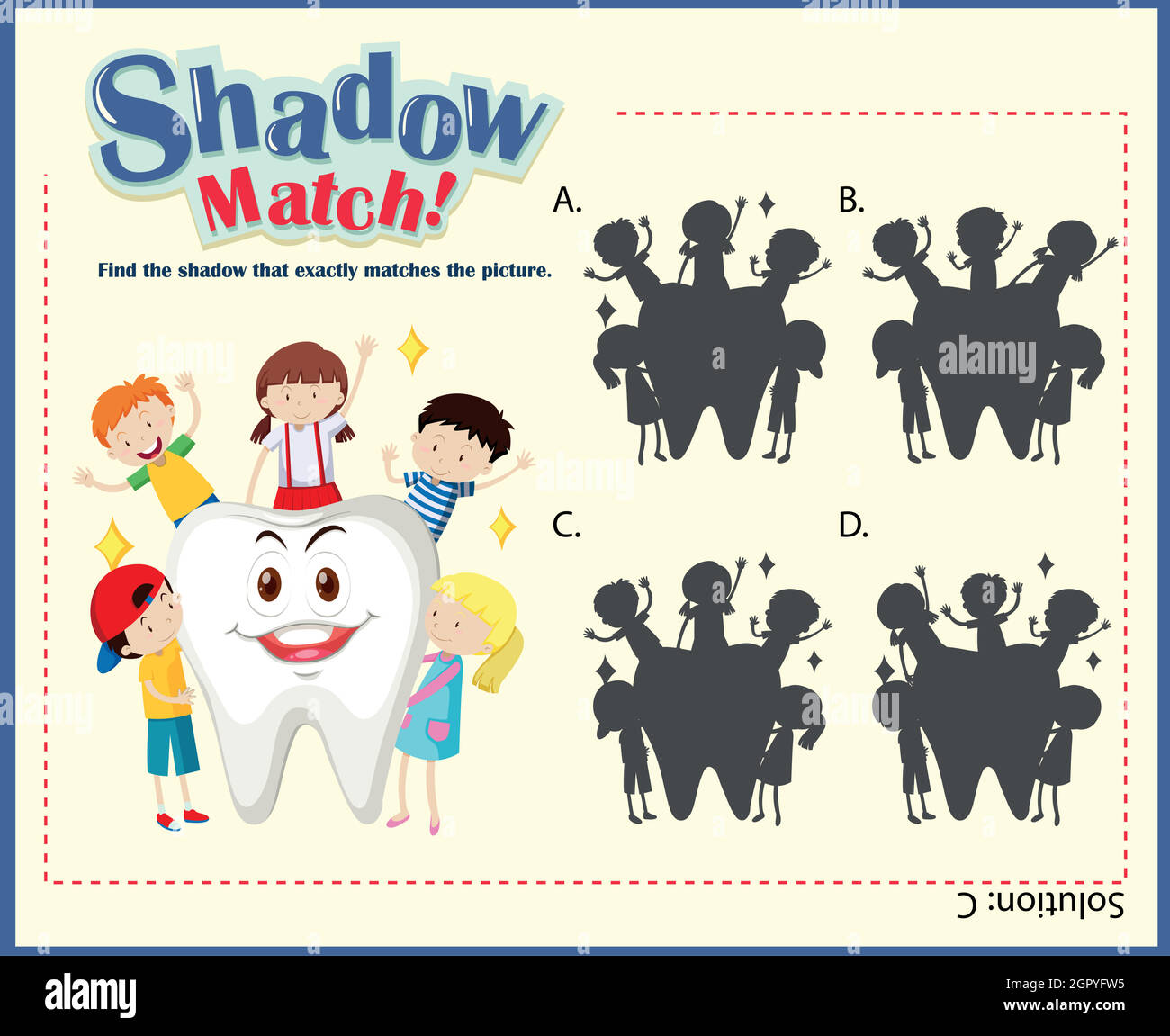 Game template with matching kids and tooth Stock Vector Image & Art - Alamy