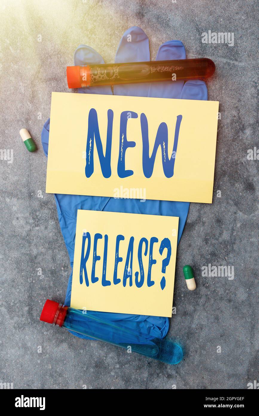 Text caption presenting New Release Question. Word Written on asking ...