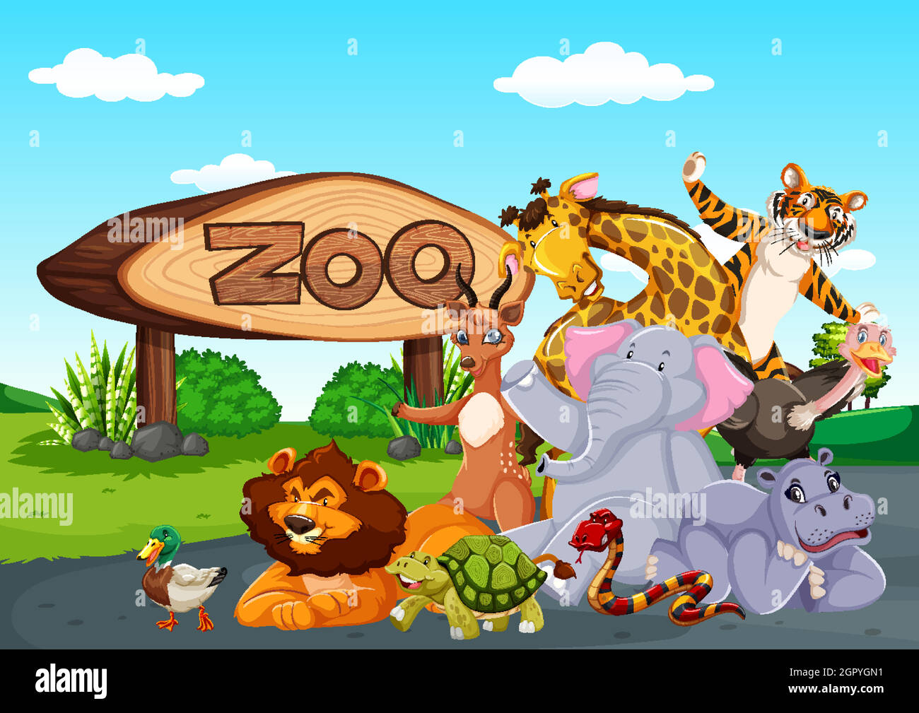 Zoo animals in the wild nature background Stock Vector Image & Art - Alamy