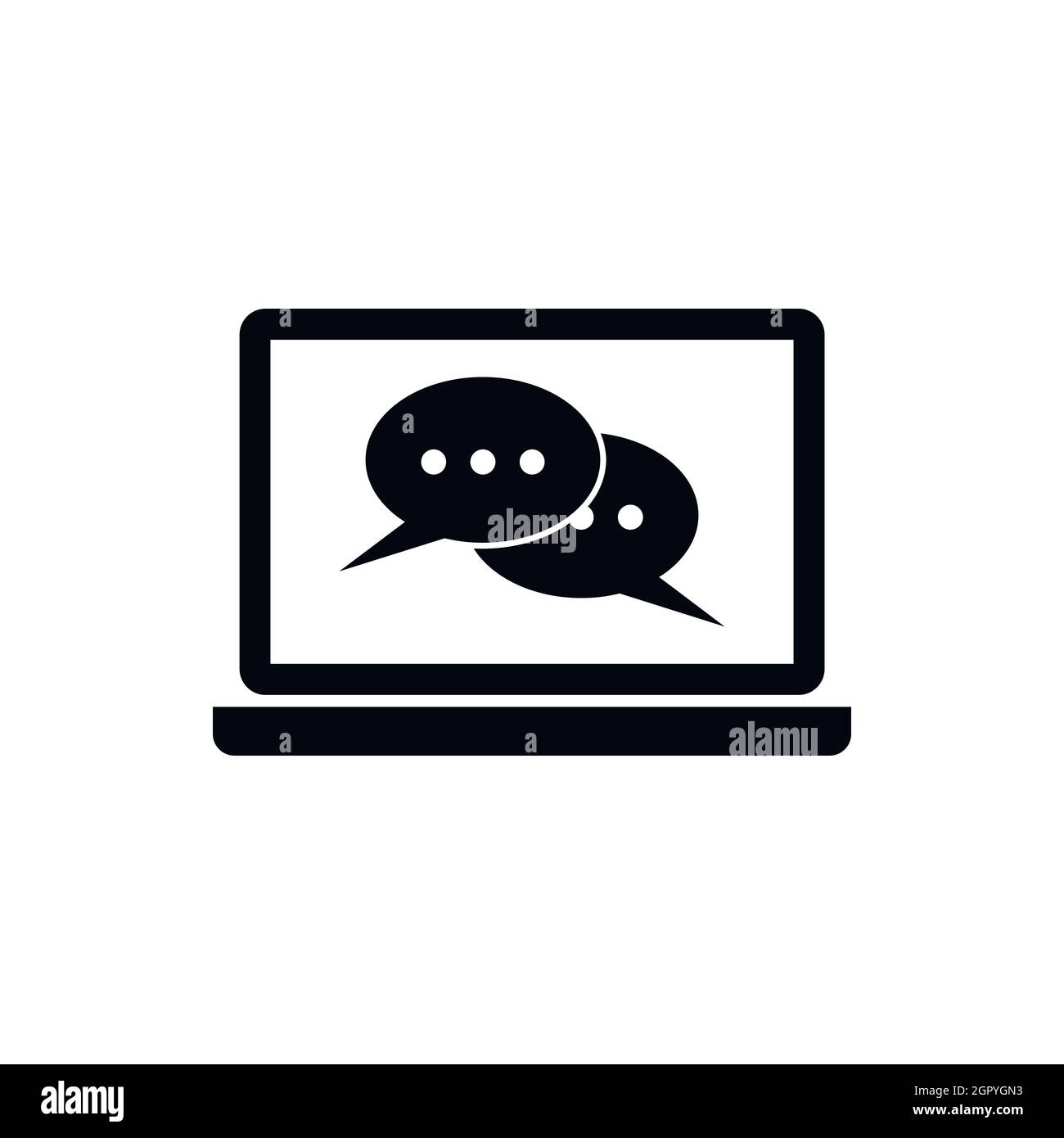 Speech bubbles on laptop screen icon, simple style Stock Vector Image ...