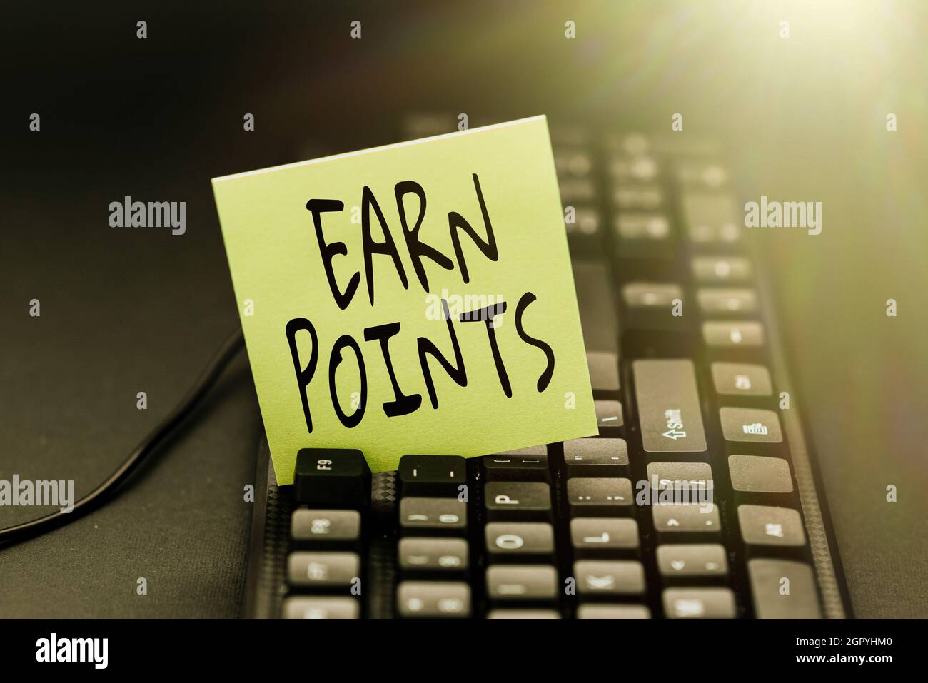 Conceptual caption Earn Points. Business overview collecting scores in ...