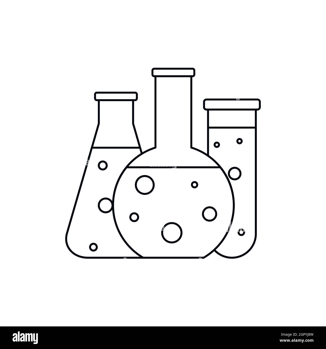 Chemical laboratory flasks icon, outline style Stock Vector Image & Art ...