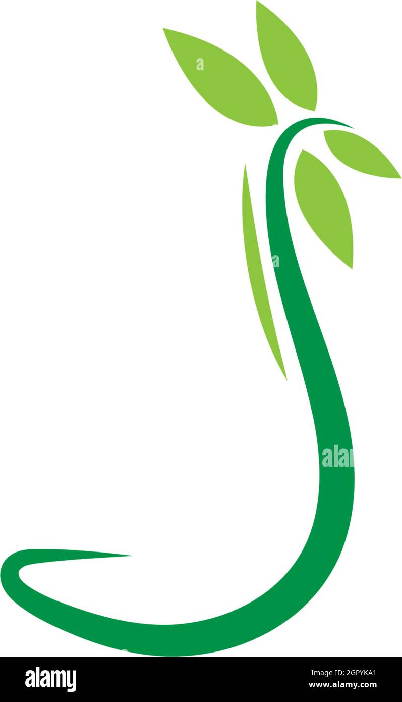 Vines template design, shrubs forming letter J illustration Stock ...