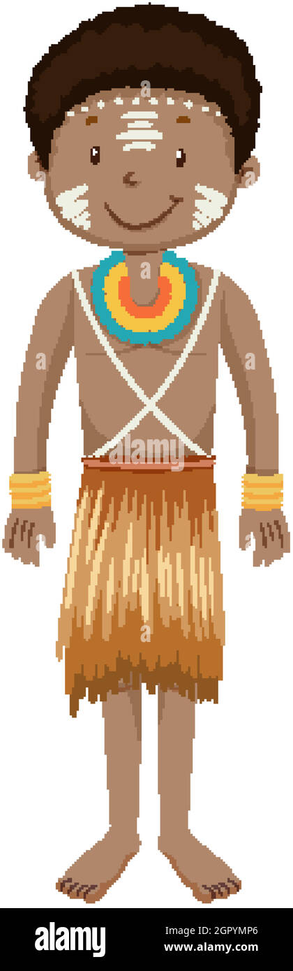 Ethnic people of African tribes in traditional clothing cartoon ...