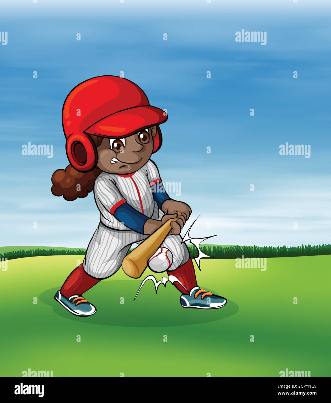 Girl hitting baseball Stock Vector Images - Alamy