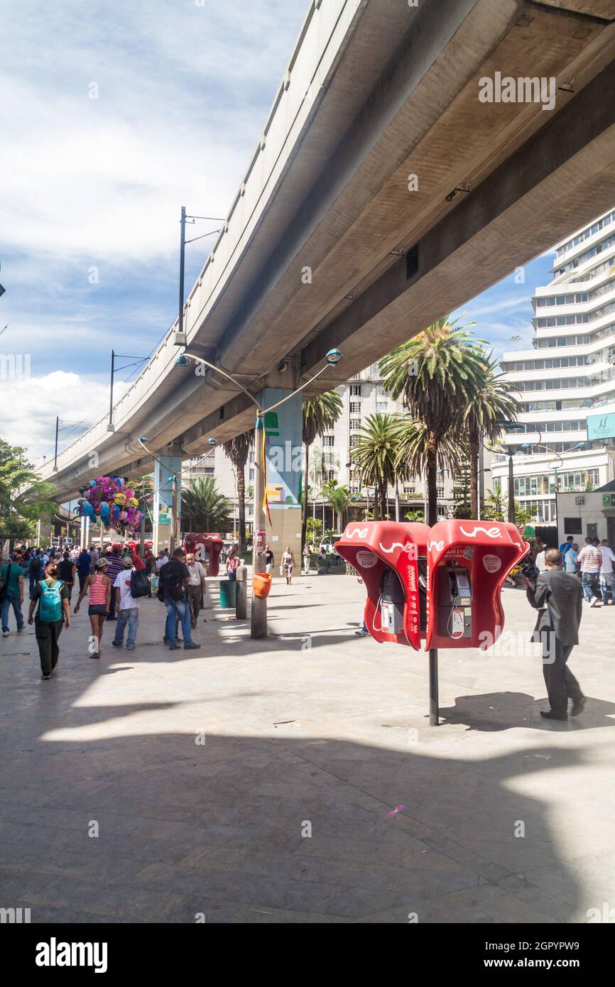 MEDELLIN, COLOMBIA - SEPTEMBER 1, 2015: Elevated metro line in the ...