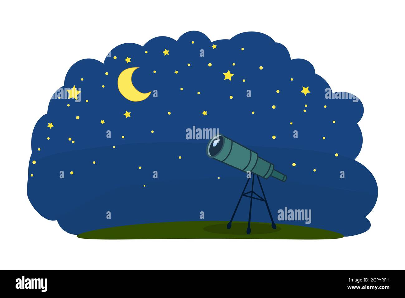 Telescope with night sky.Telescope for watching stars and planets in ...