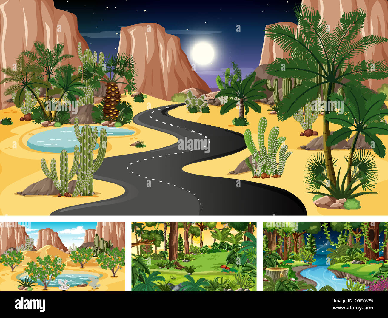 Set of different nature horizontal scenes Stock Vector Image & Art - Alamy