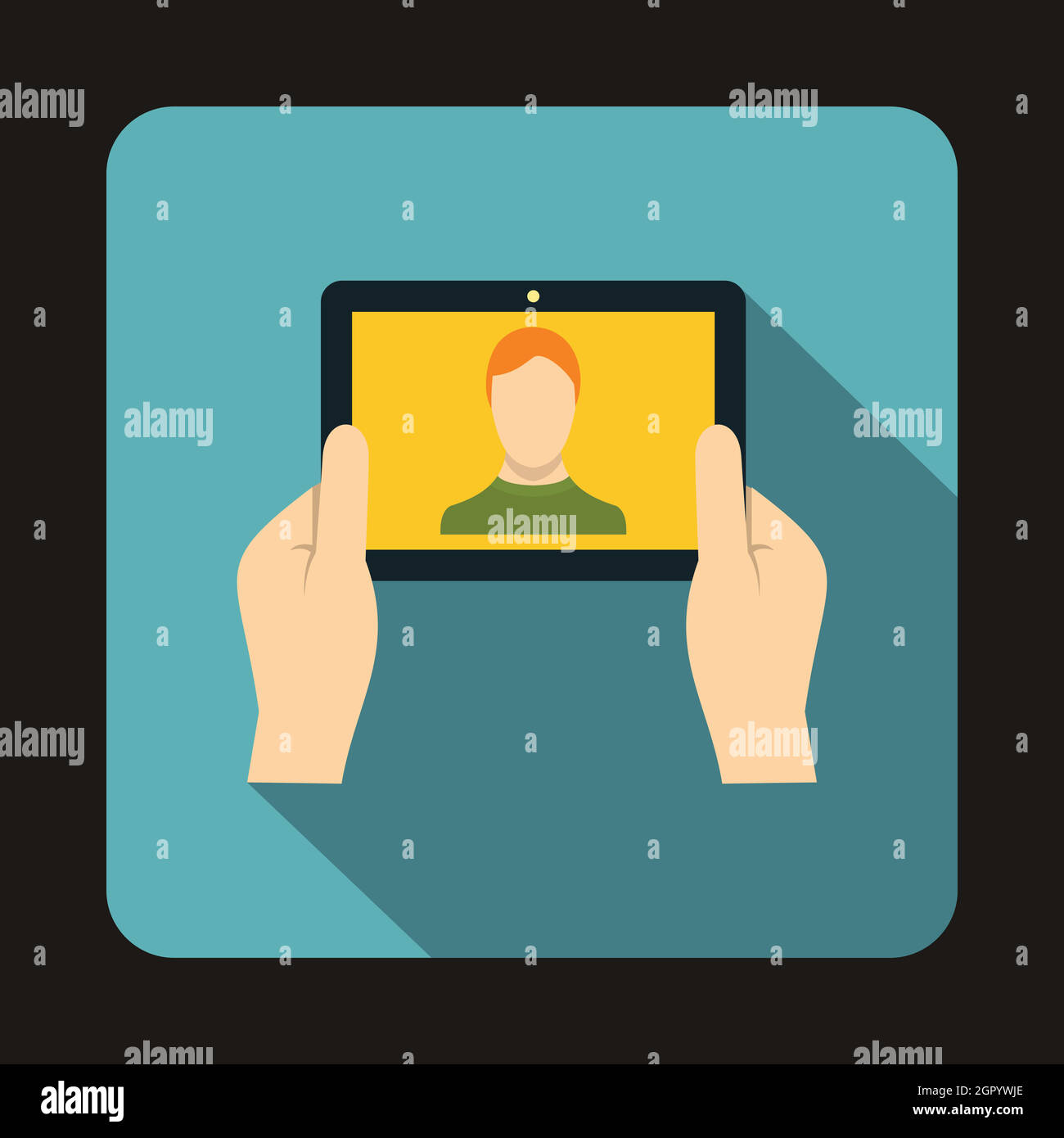 Hands holding tablet icon, flat style Stock Vector Image & Art - Alamy