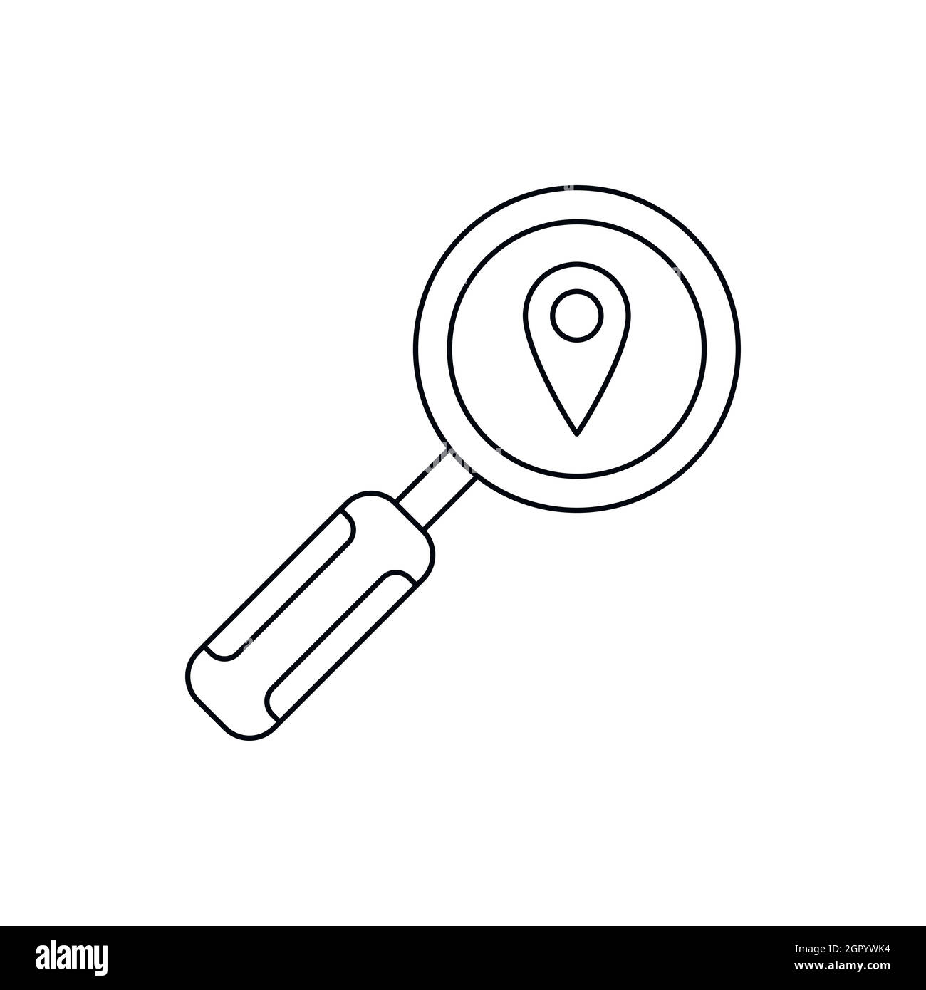 Pin location magnifying glass Cut Out Stock Images & Pictures - Alamy