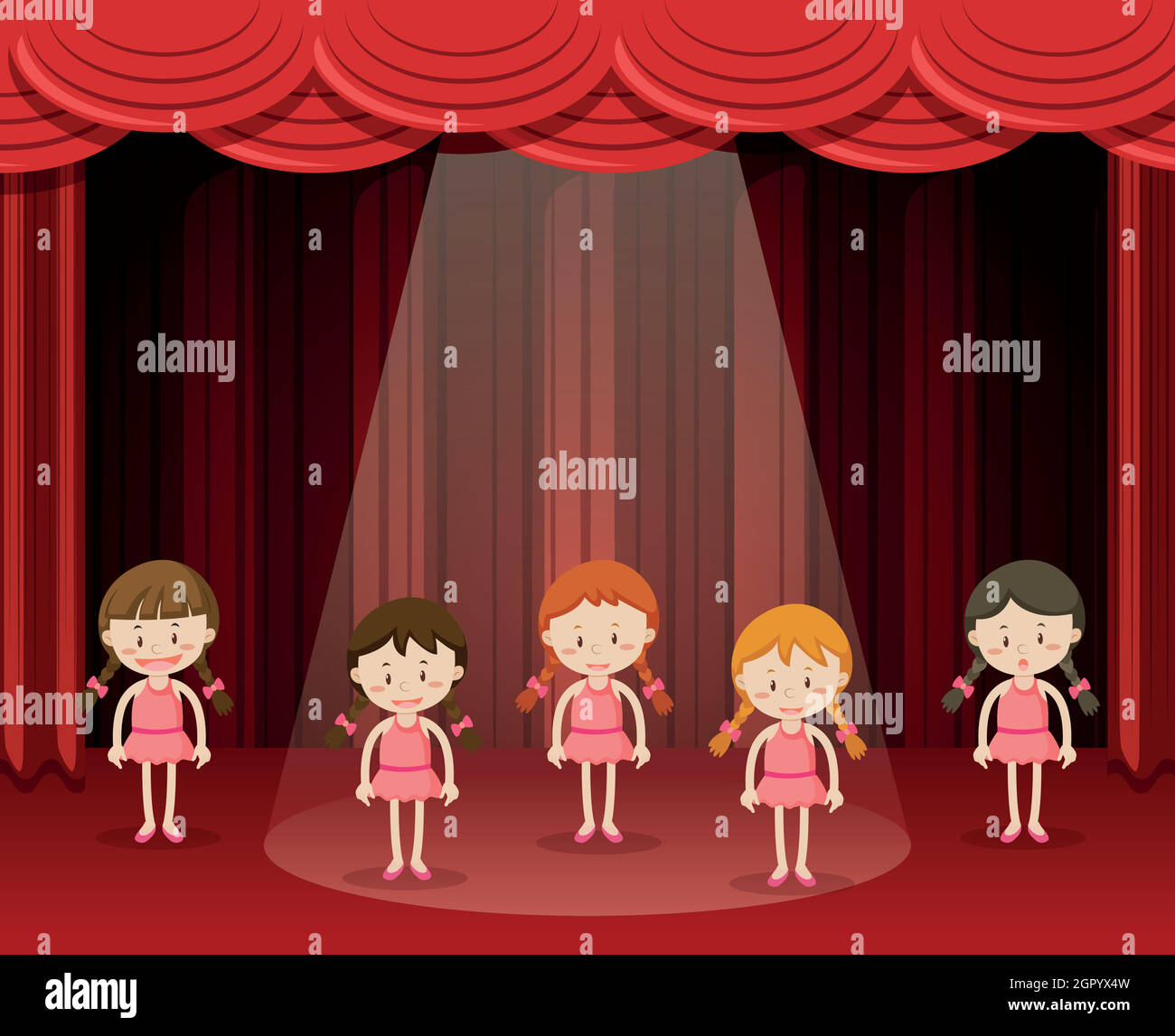 Children dance on stage Stock Vector Images - Alamy