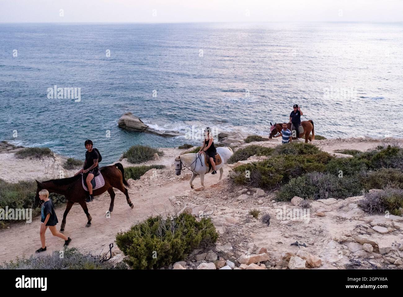 Georges Ranch horse riding sunset trek, Peyia, Paphos, Cyprus Stock ...
