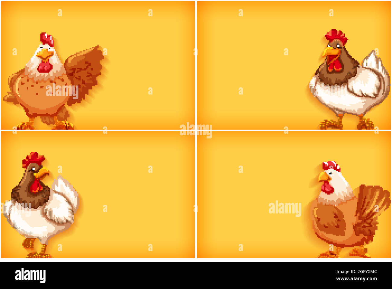 Background template with plain color and chickens Stock Vector Image ...
