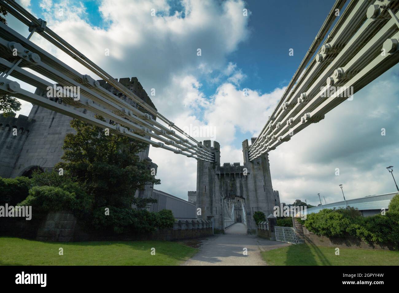 Suspension Bridge over the River Conwy in north Wales, United Kingdon ...