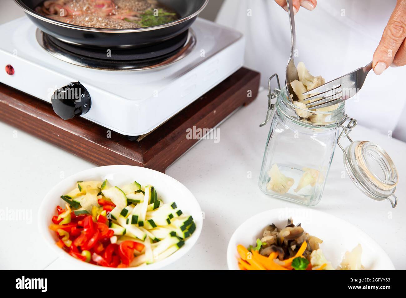 Close-up of the process of preparation of homemade pickles Stock Photo ...