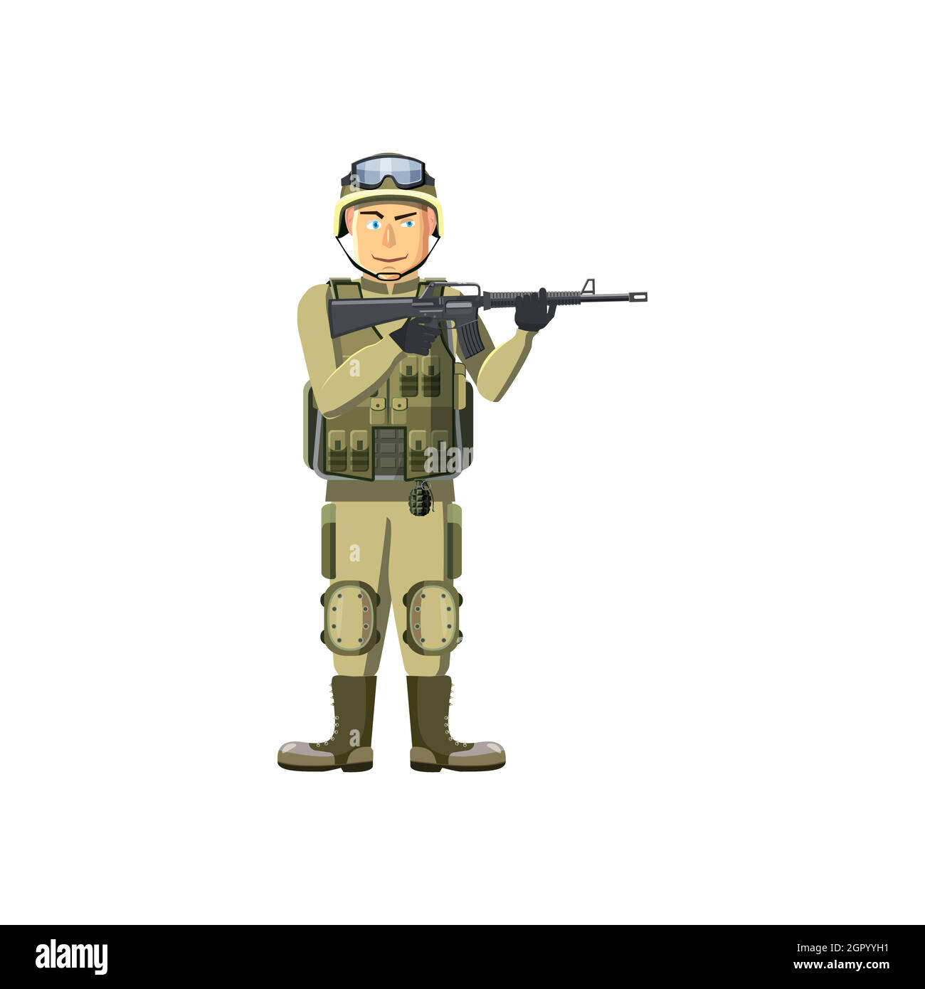 Infantryman with weapons icon, cartoon style Stock Vector Image & Art ...