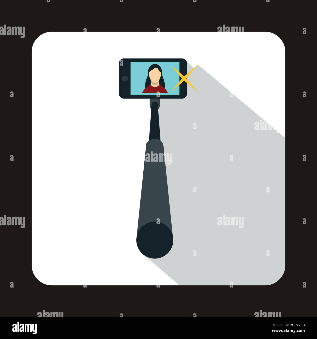 Selfie stick with mobile phone icon, flat style Stock Vector Image ...