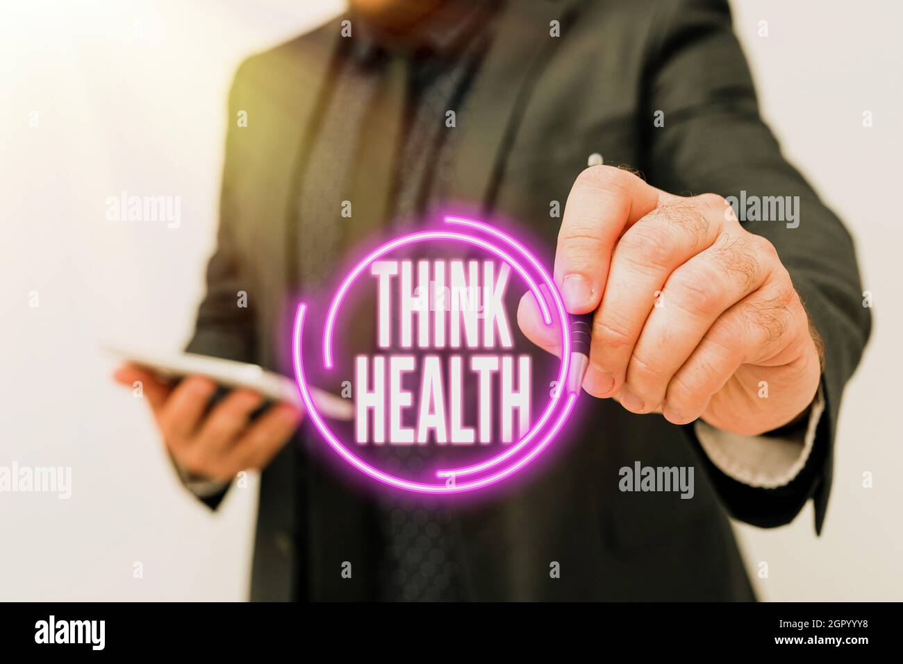 Writing displaying text Think Health. Business showcase state of ...