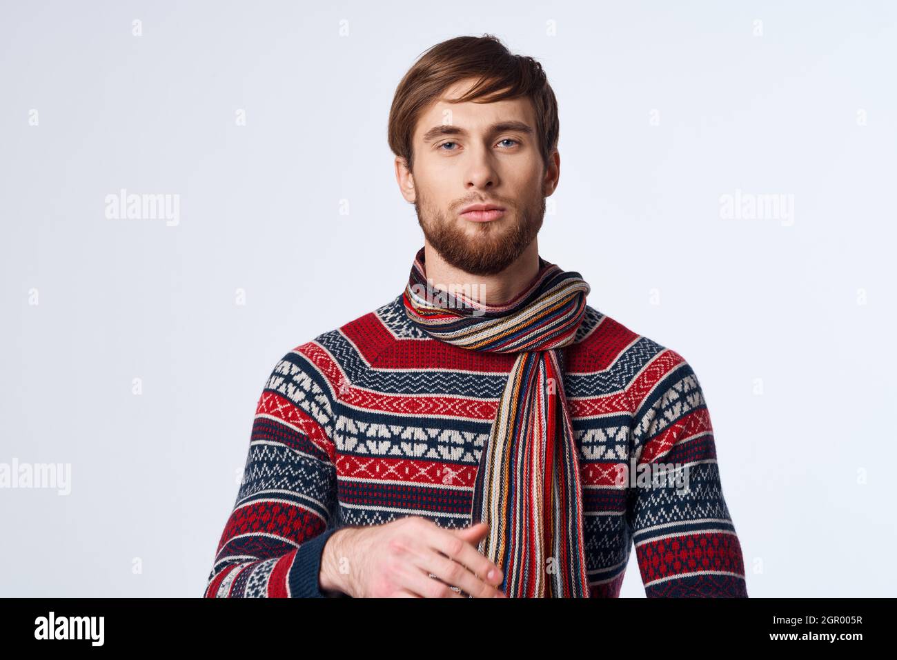 sick man sweater health problems flu infection isolated background ...