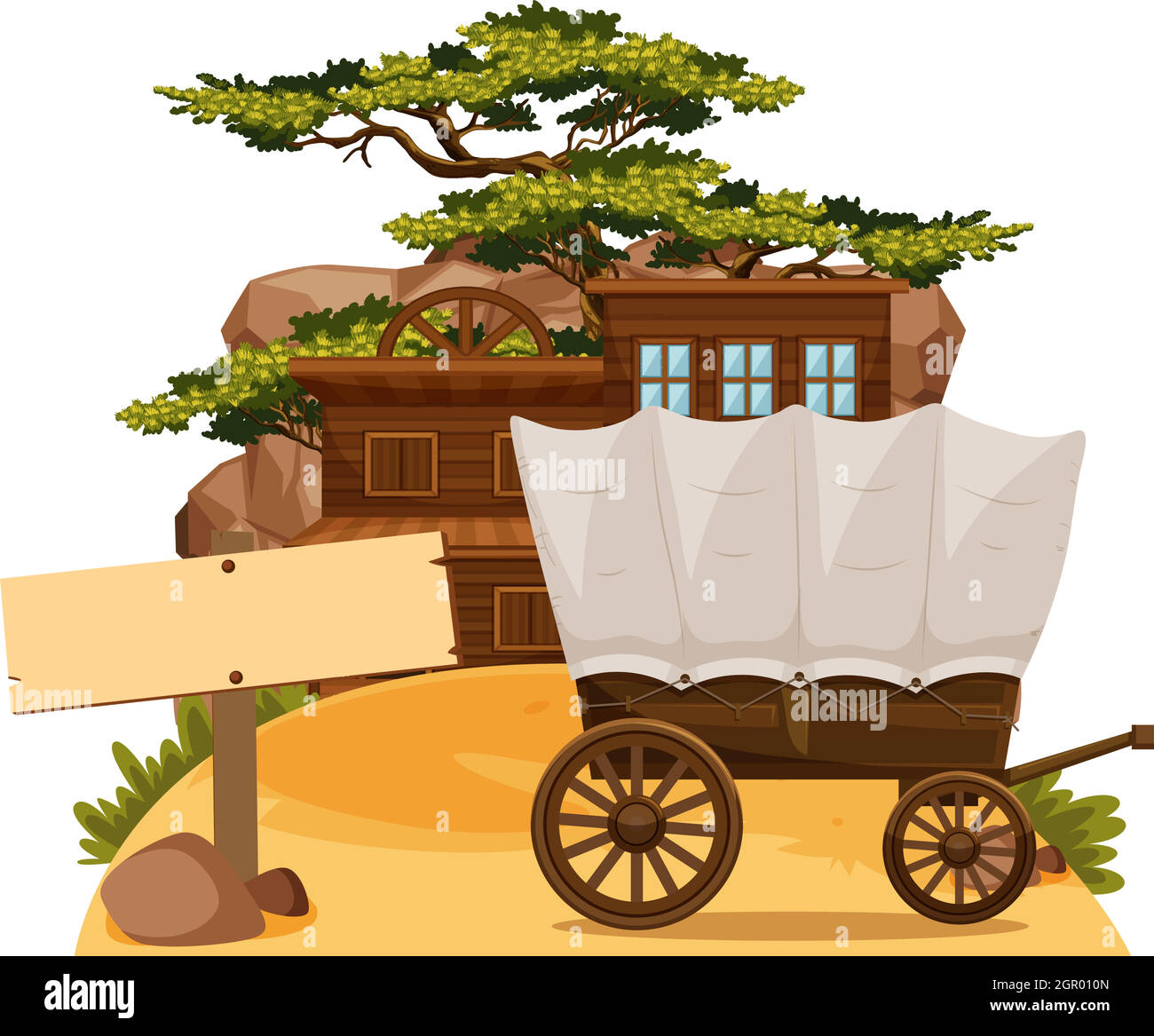 Wooden post in nature Stock Vector Images - Alamy