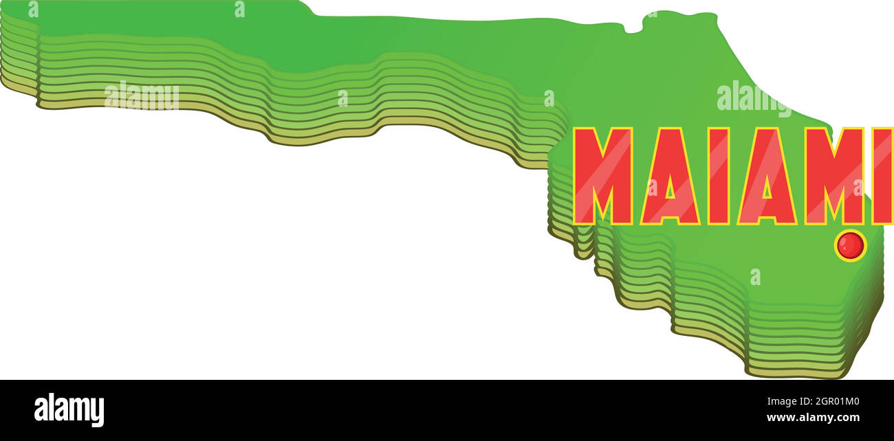 Map of Florida with Miami icon, cartoon style Stock Vector Image & Art ...