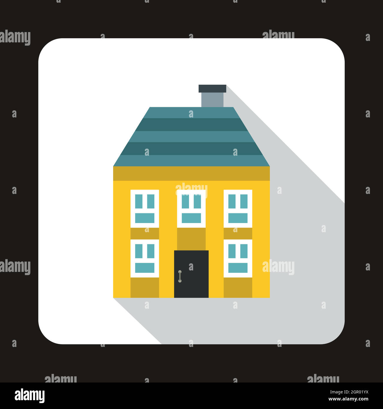 Yellow two storey house icon, flat style Stock Vector Image & Art - Alamy