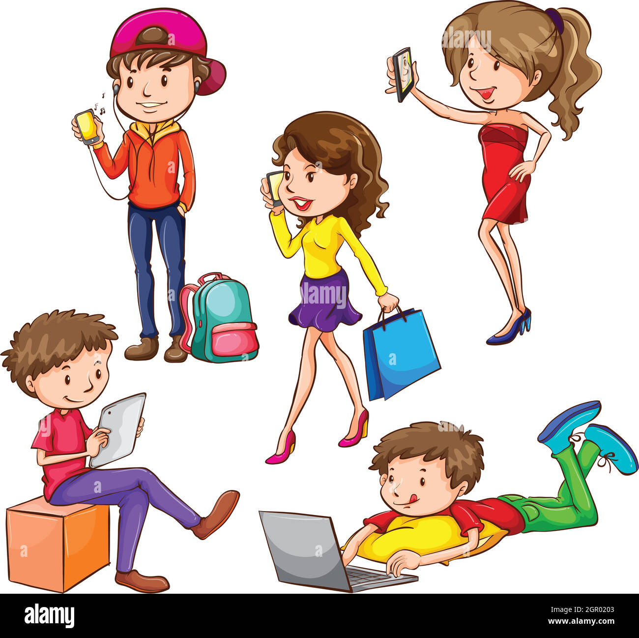 A group of people using hitech gadgets Stock Vector Image & Art - Alamy