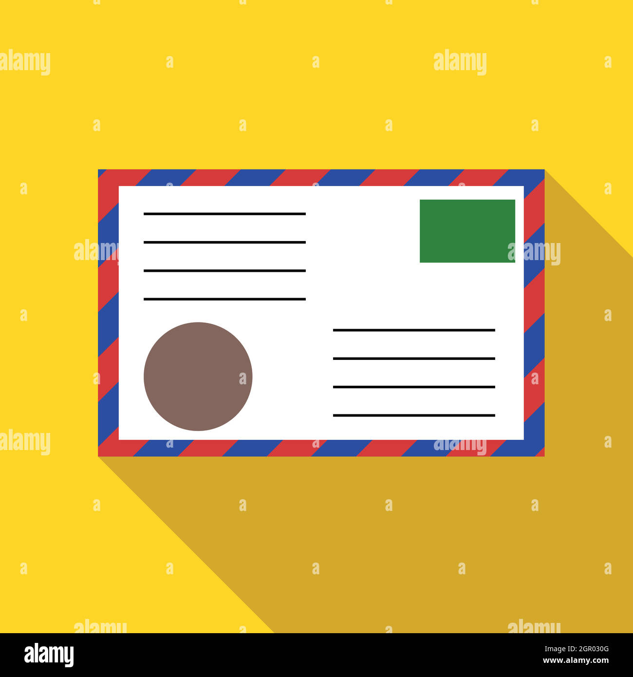 Postage envelope with stamps icon, flat style Stock Vector Image & Art ...