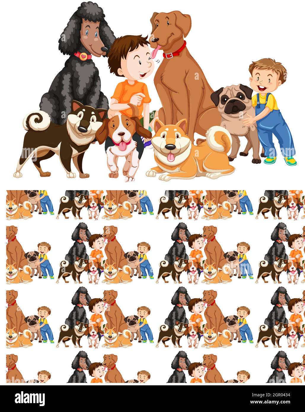 Seamless background design with boys and dogs Stock Vector Image & Art ...