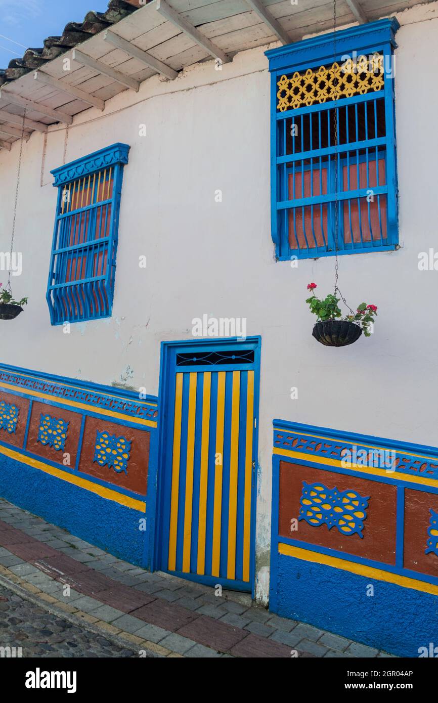 Colorful decorated house in Guatape village, Colombia Stock Photo - Alamy