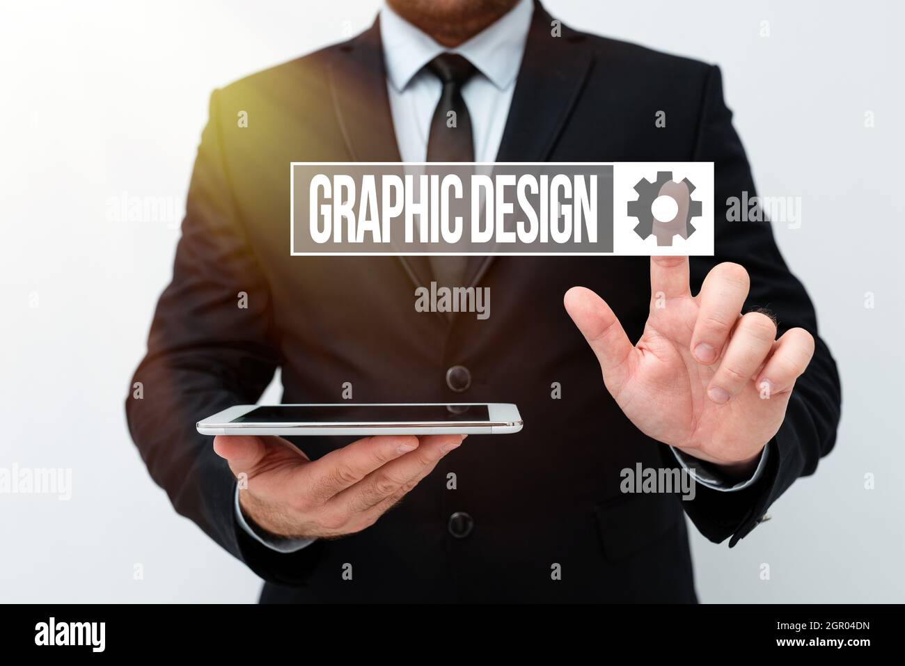 Conceptual display Graphic Design, Business overview art or skill of combining text and pictures ...