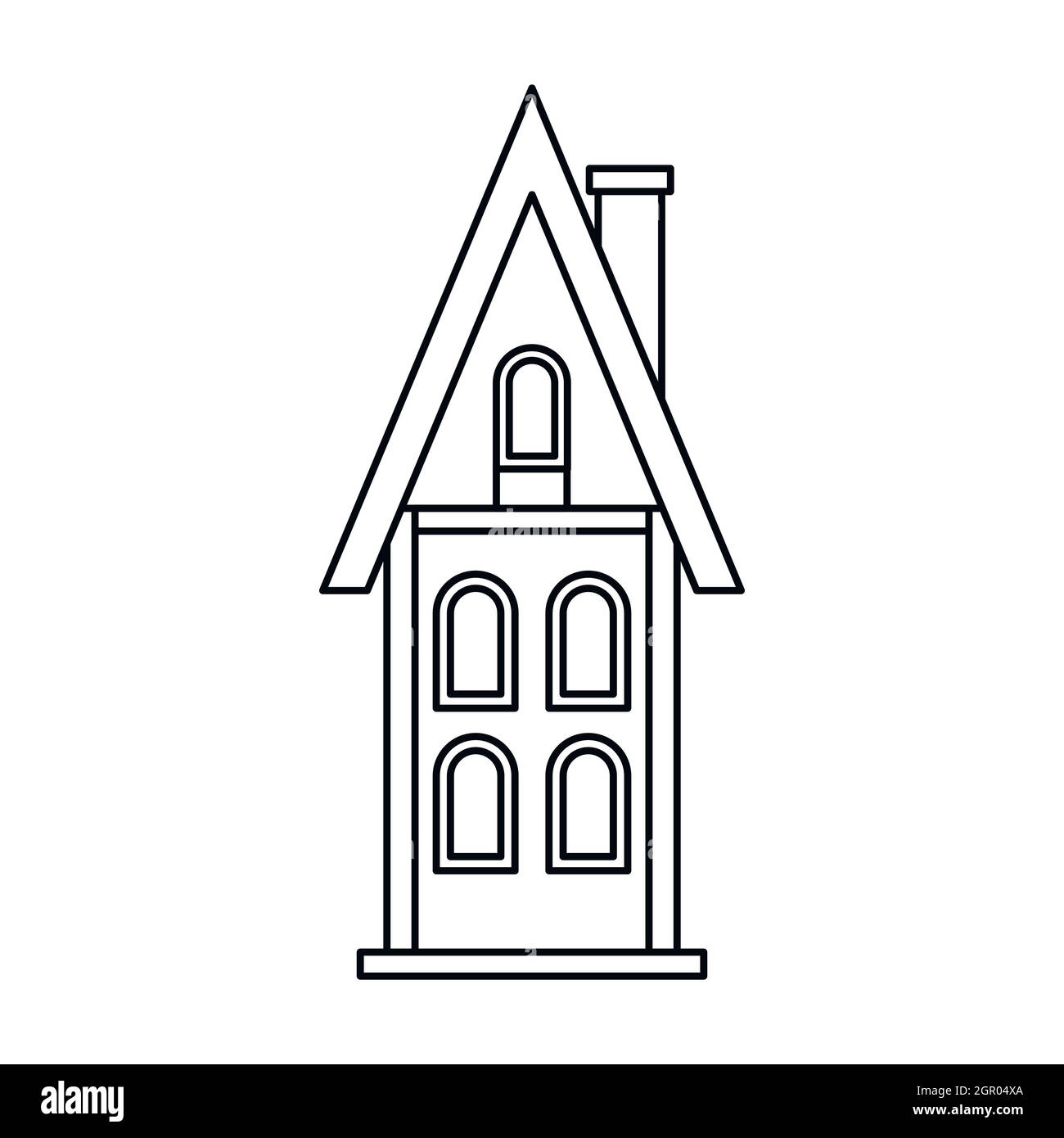 Two storey house with chimney icon, outline style Stock Vector Image ...