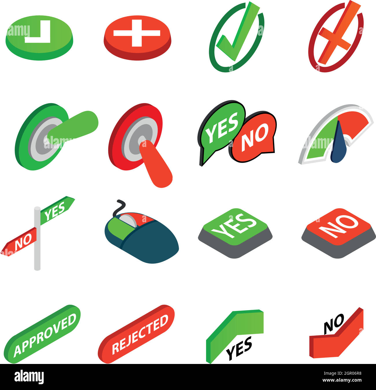 Yes or No icons set, isometric 3d style Stock Vector Image & Art - Alamy
