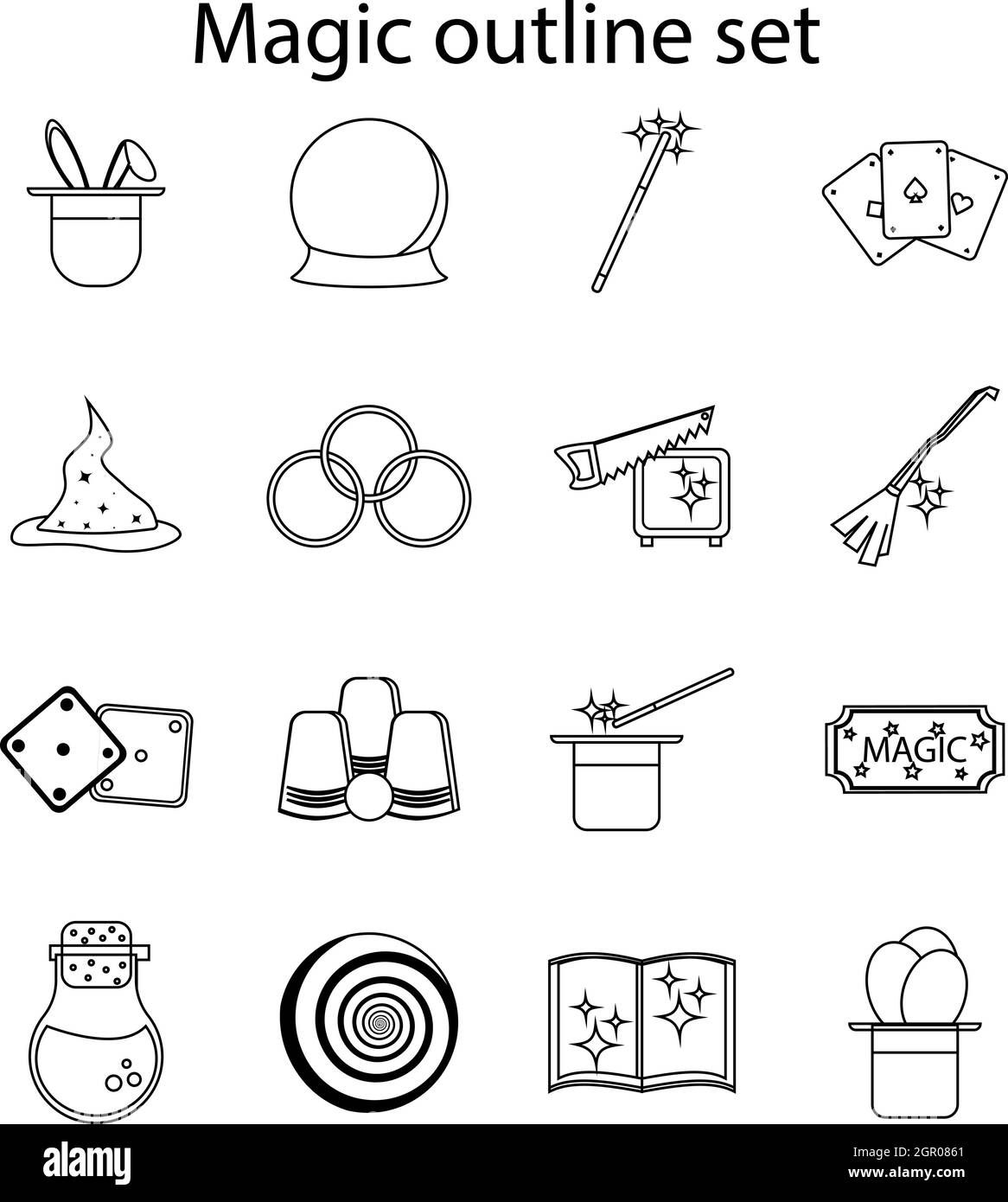 Magic set icons Black and White Stock Photos & Images - Alamy