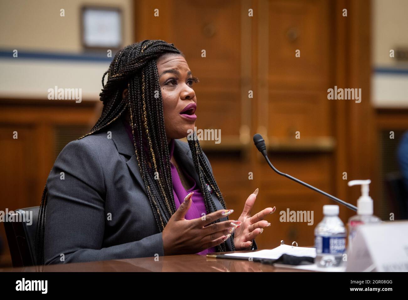 United States Representative Cori Bush (Democrat of Missouri) talks ...