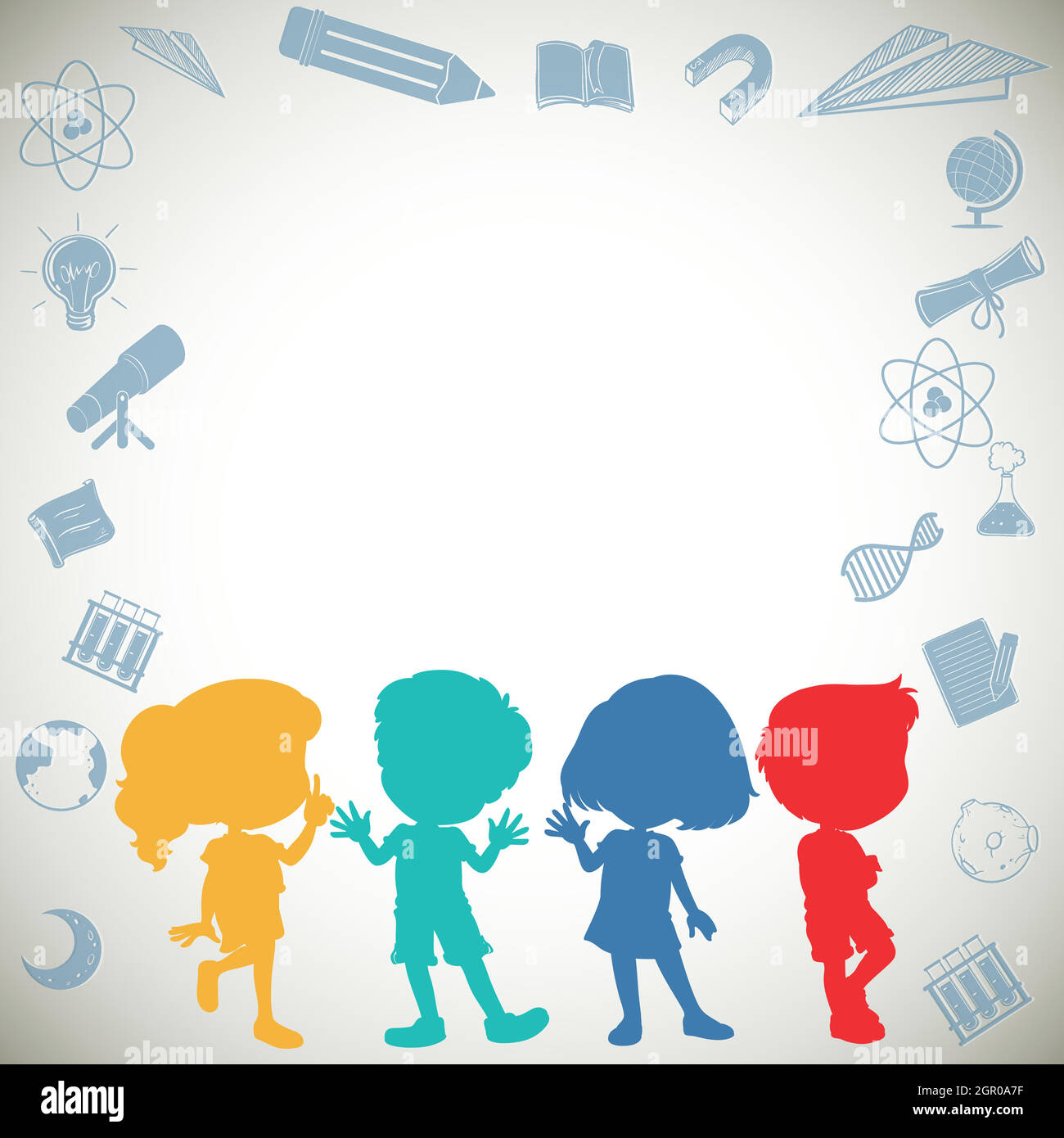 Border design with silhouette children Stock Vector Image & Art - Alamy