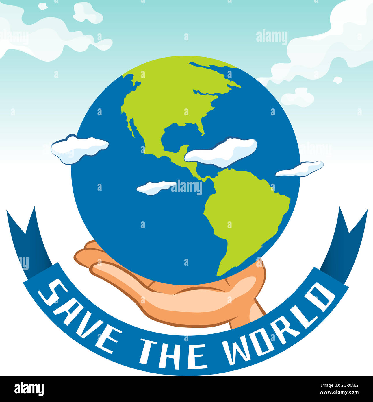 Save the world sign with earth on hand Stock Vector Image & Art - Alamy