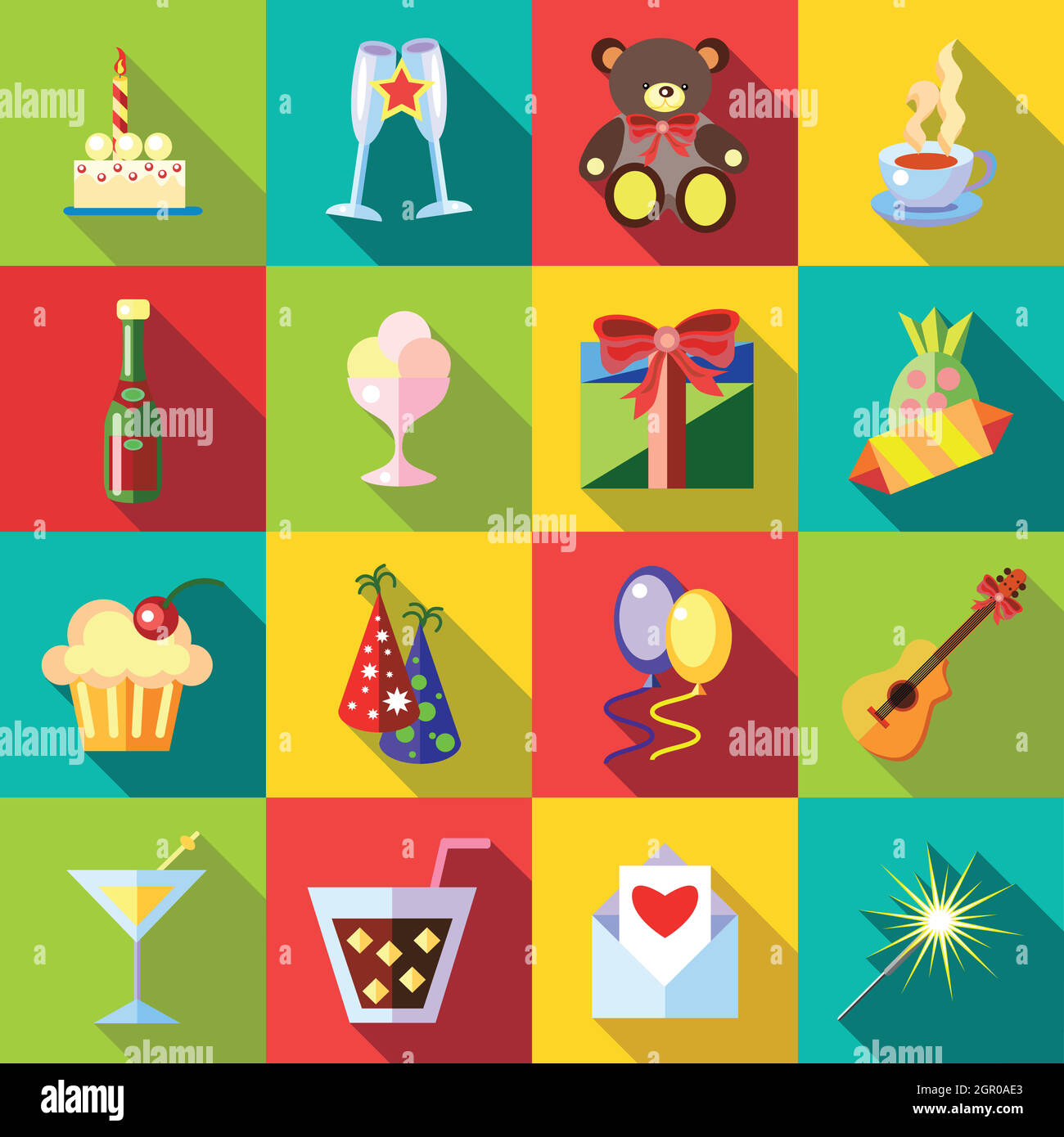 Happy Birthday icons set, flat style Stock Vector Image & Art - Alamy