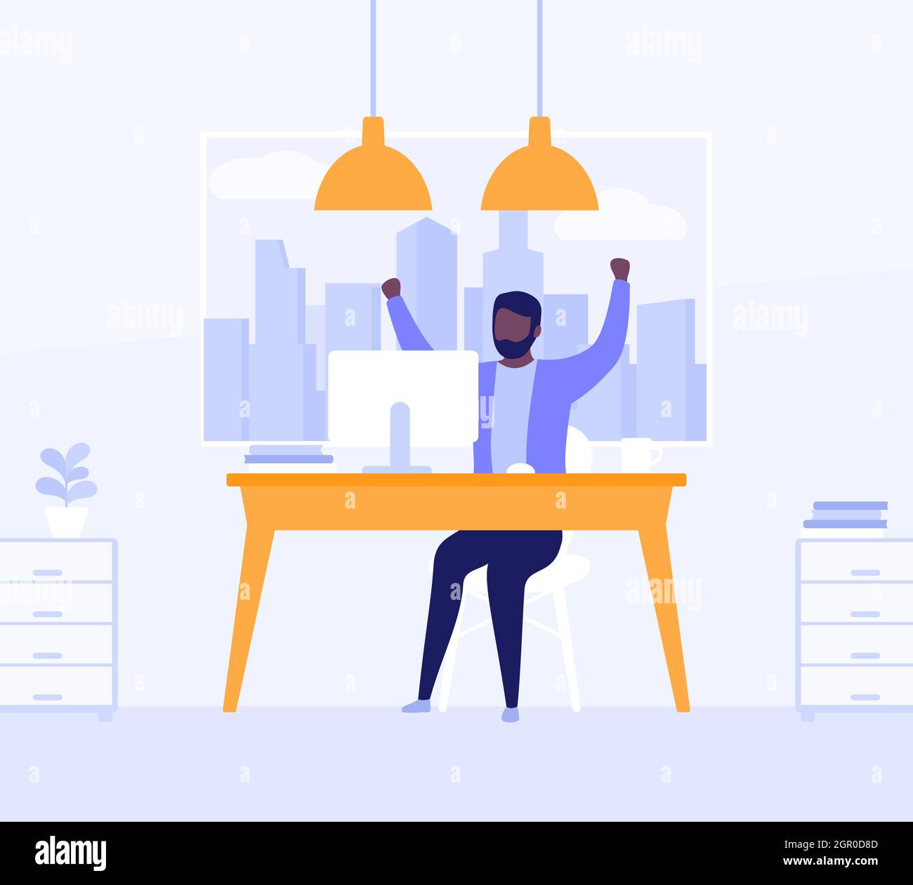 Man using desktop in workplace Stock Vector Images - Alamy