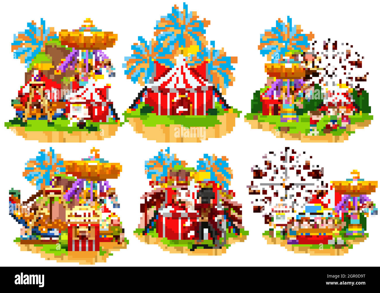 Different circus rides with fireworks in background Stock Vector Image ...
