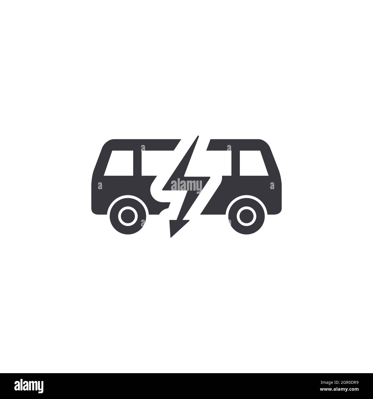 Electric bus, side view silhouette, simple black icon isolated on white ...
