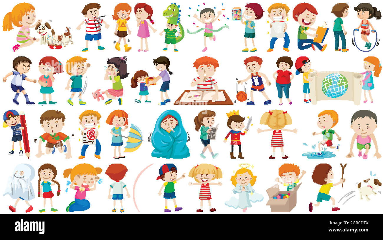 Set of cute kids cartoon character Stock Vector Image & Art - Alamy